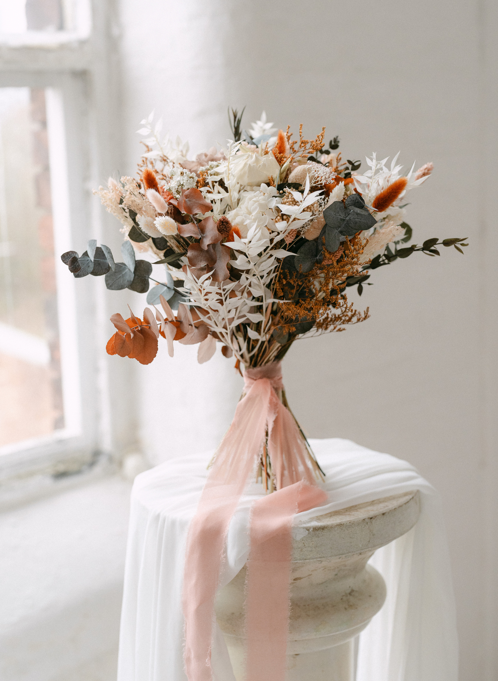 Willow Rust and Pink Dried and Preserved Flower Bridal Bouquet | Rustic ...